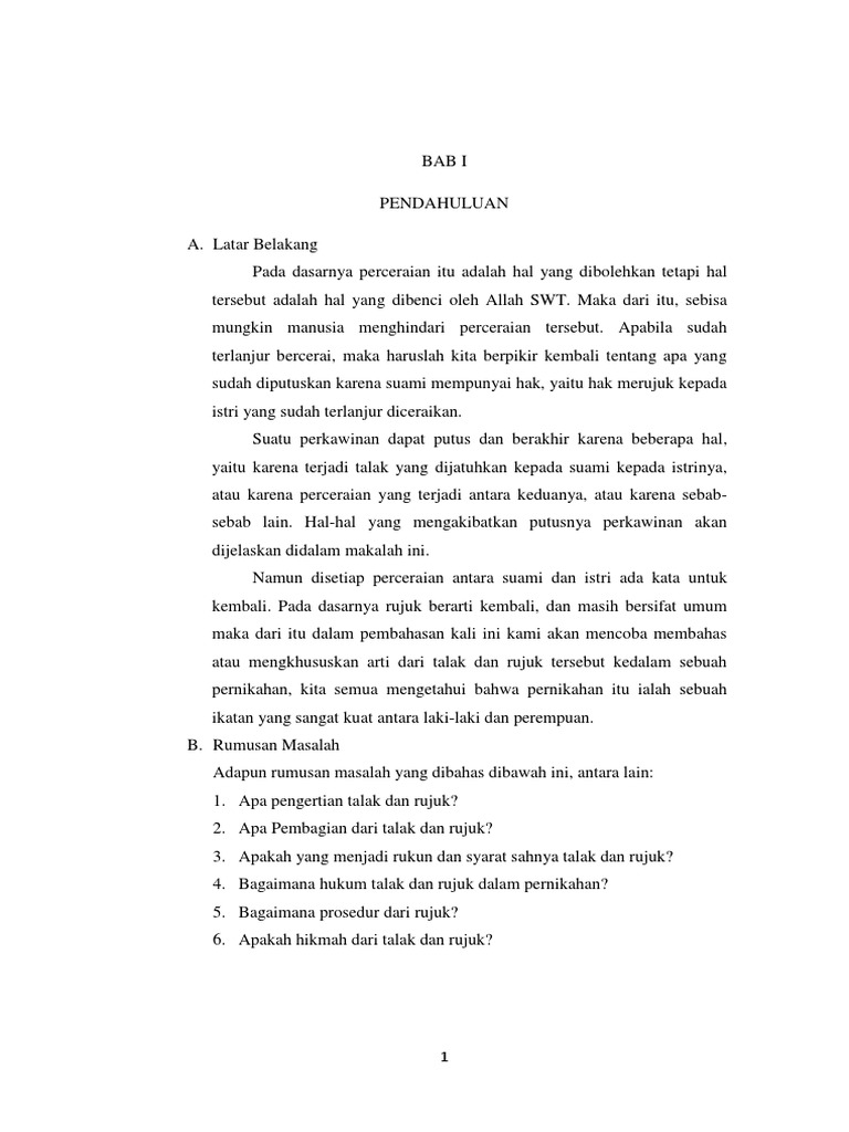 Makalah Talak Dan Rujuk | PDF