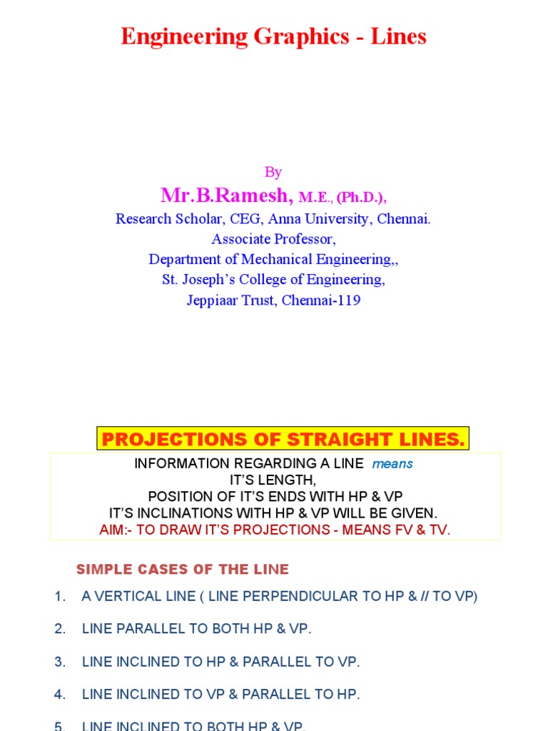 Engineering Graphics - Lines: Mr.B.Ramesh | PDF | Orbital Inclination ...