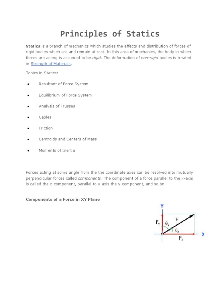 Statics | PDF | Force | Cartesian Coordinate System
