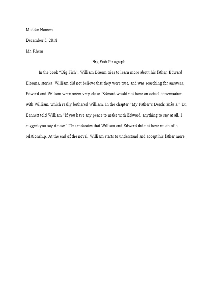 Big Fish Paragraph | PDF