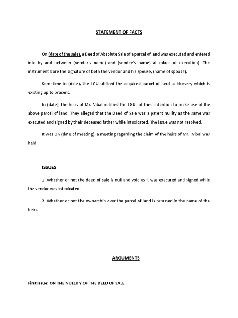 Statement of Facts | PDF | Private Law | Government