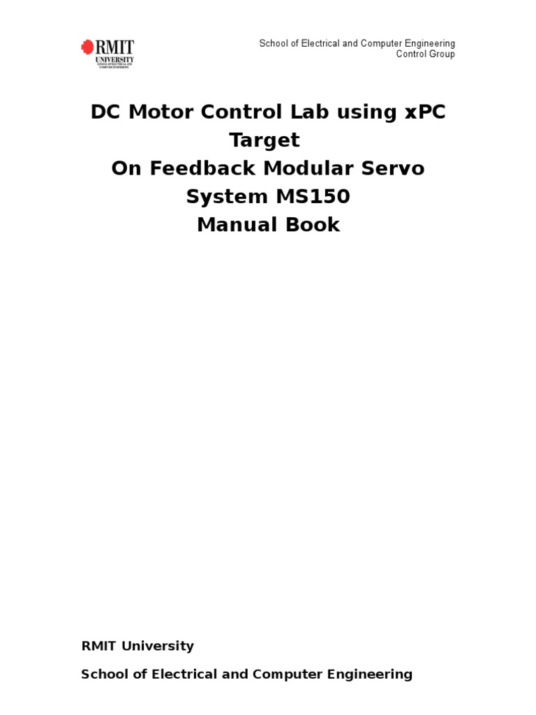 Dc Motor Control Lab Using Xpc Target On Feedback Modular Servo System