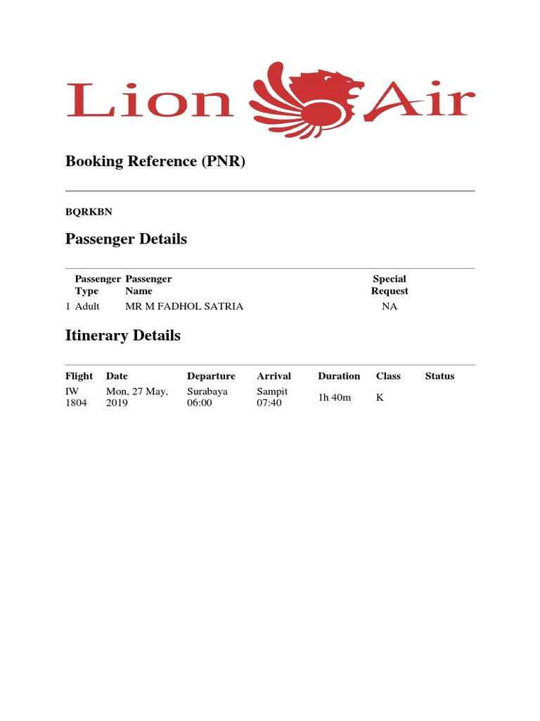 Booking Reference | PDF