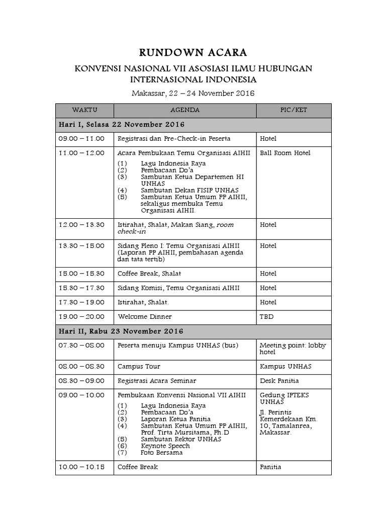 Rundown Konser | PDF | Ilmu Sosial | Perjalanan