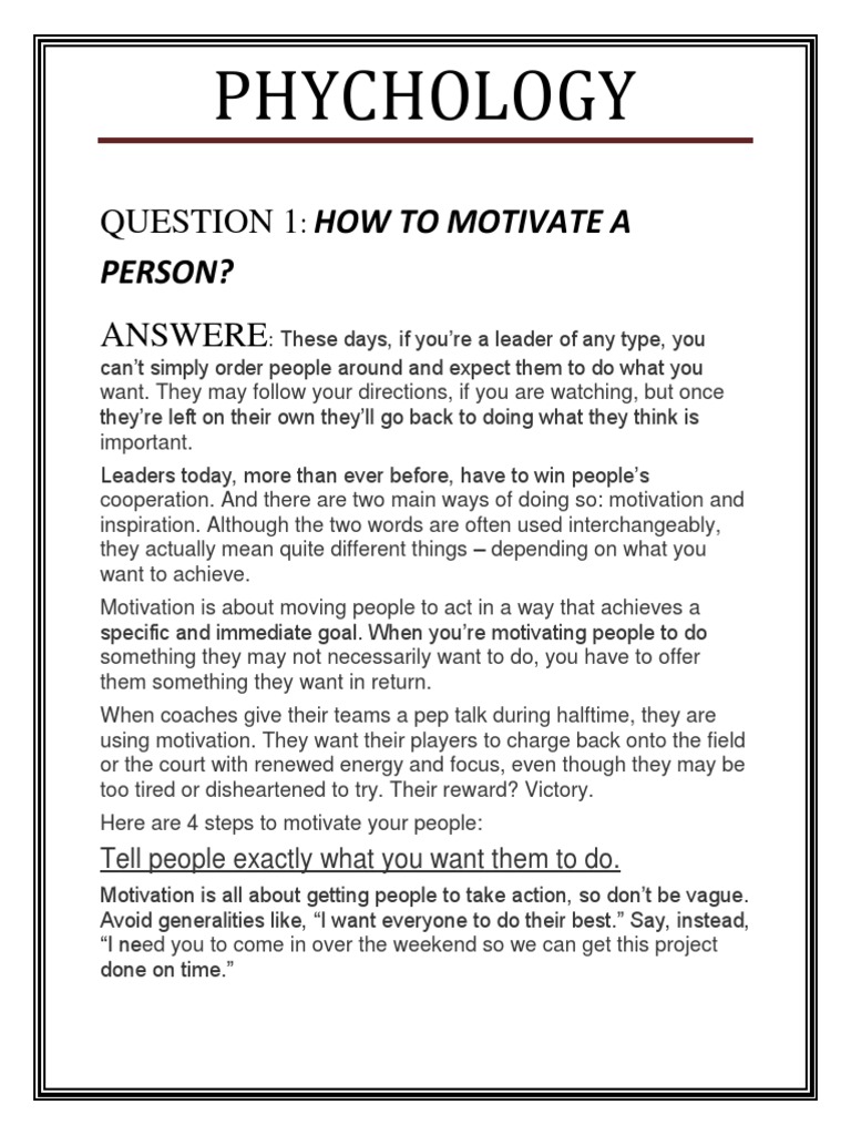 Phychology Assignment | PDF | Motivation | Motivational