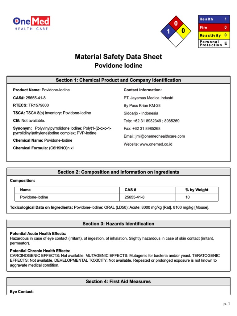 MSDS Pov Iodine | PDF | Toxicity | Personal Protective Equipment