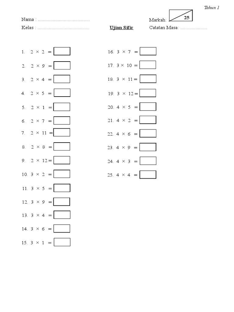 Ujian Sifir Darab | PDF