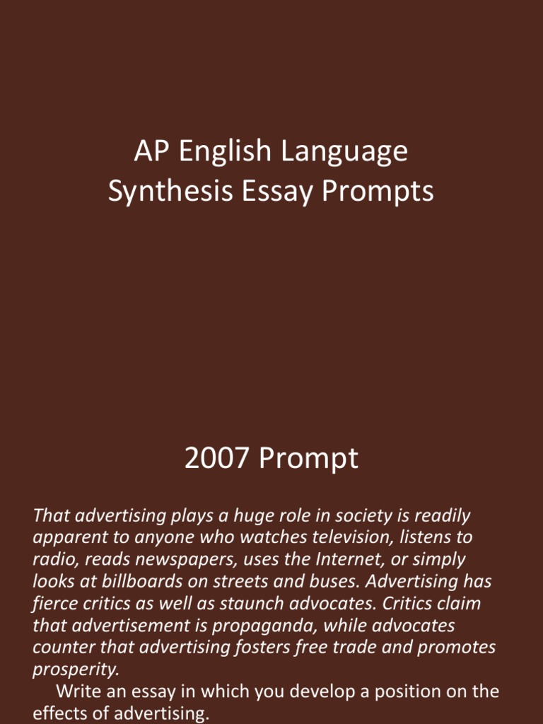 Synthesis - Ap Lang Synthesis Prompt Samples | PDF | United States ...