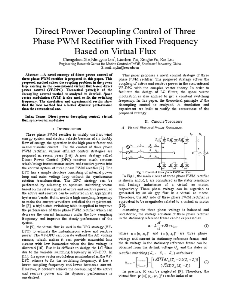 Xie Et Al - 2016 - Direct Power Decoupling Control of Three Phase PWM Rectifier With Fixed | PDF ...