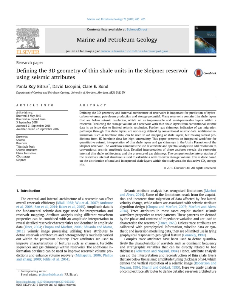 Bitrus Et Al. 2016 | PDF | Reflection Seismology | Petroleum Geology