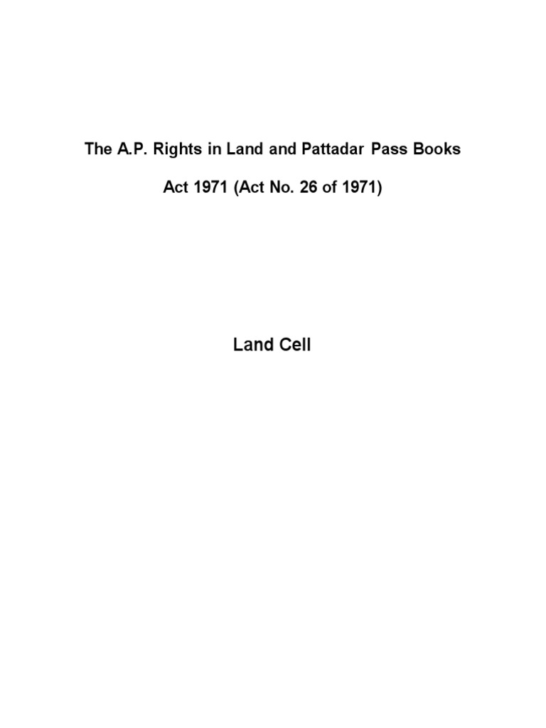 A.P. Pattadar Pass Books Act Overview | PDF | Mortgage Law | Deed