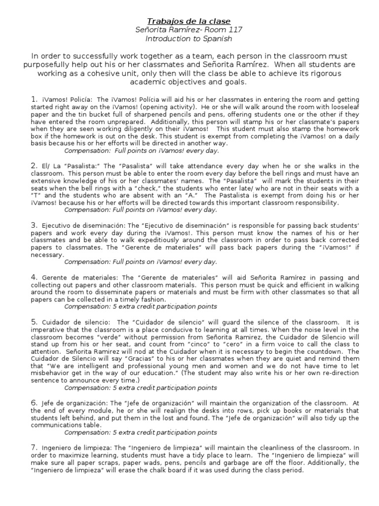 Descriptions Trabajos de La Clase | PDF | Classroom