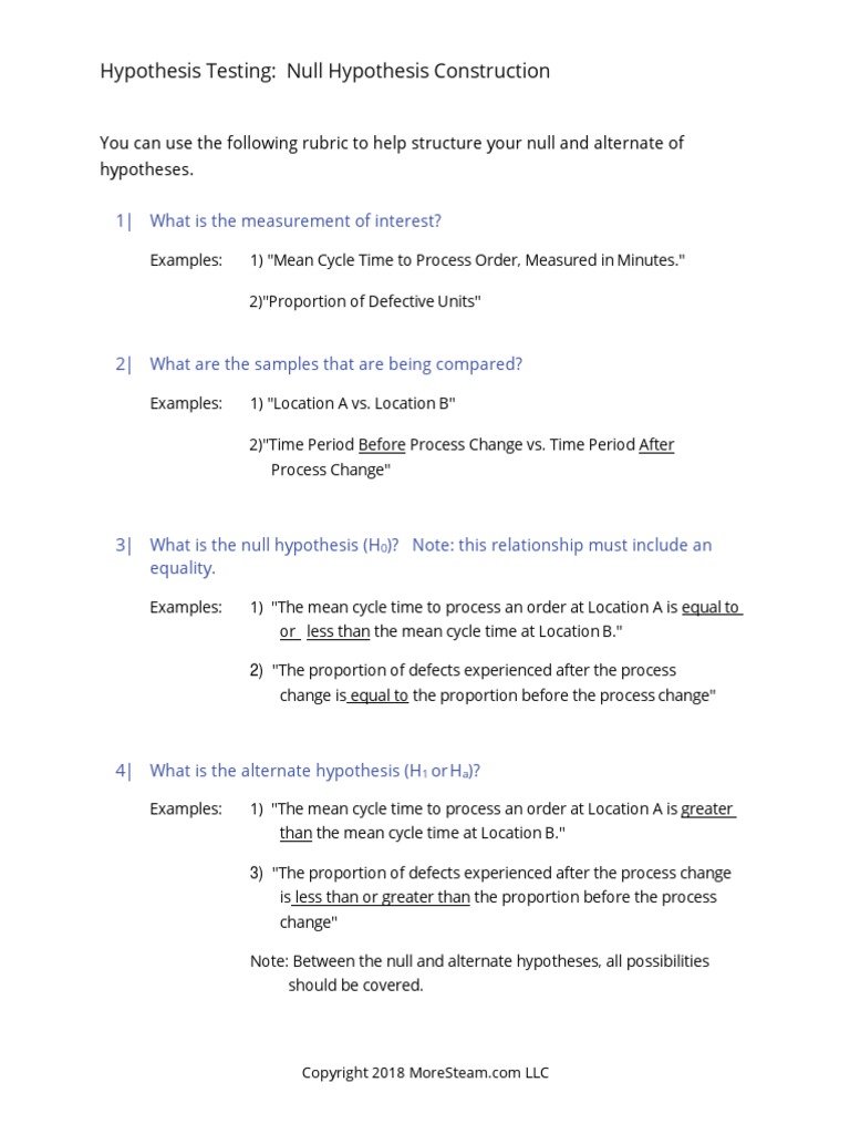 Hypothesis Testing Rubric | PDF