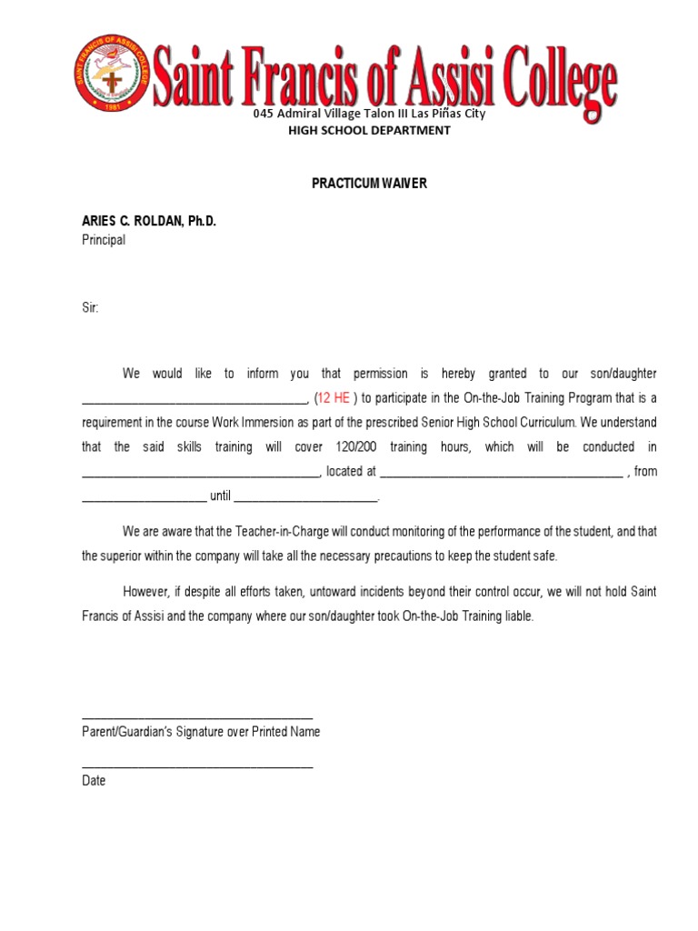 Practicum Waiver | PDF | Behavior Modification | Learning