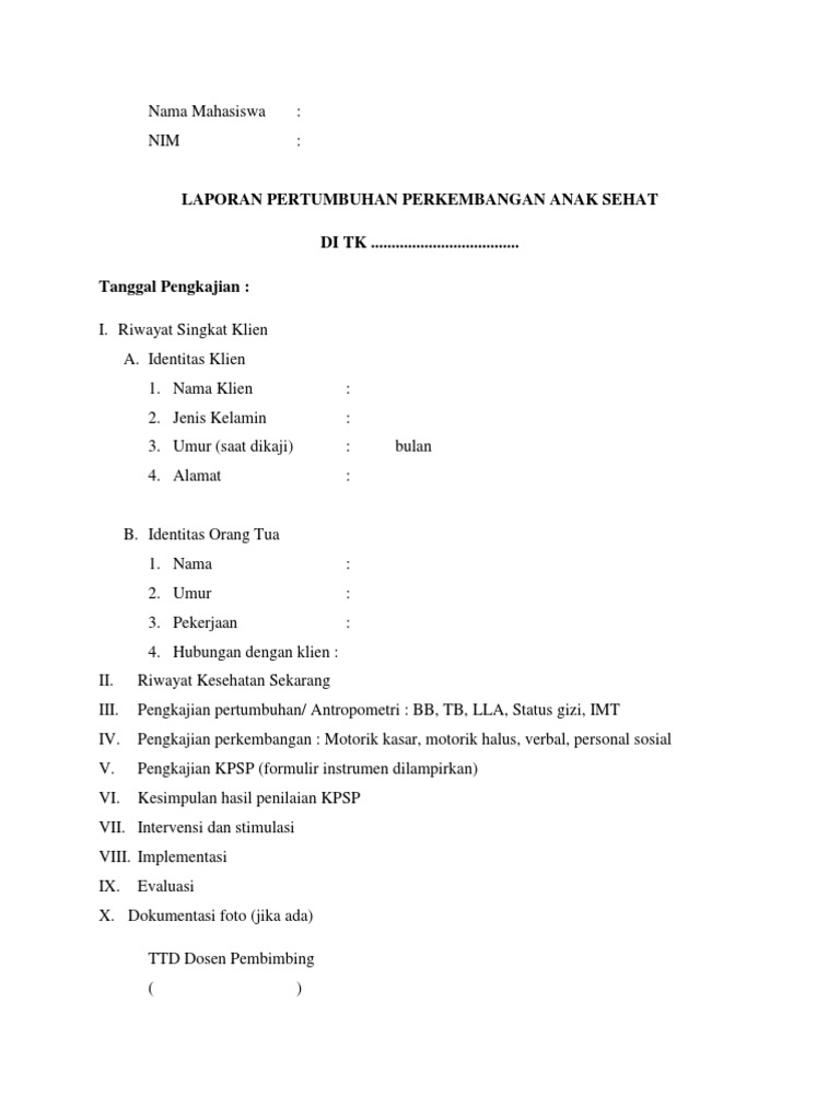 Format LAPORAN RESUME DI TK & SLB | PDF