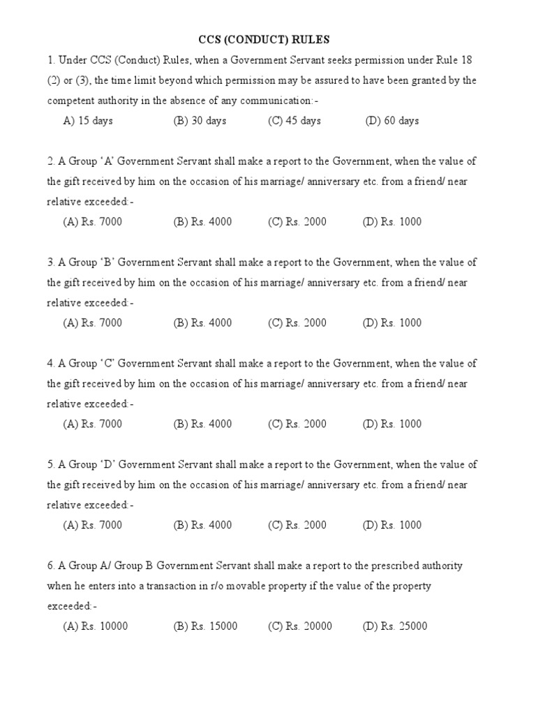 Ccs (Conduct) Rules | PDF | Insurance | Justice