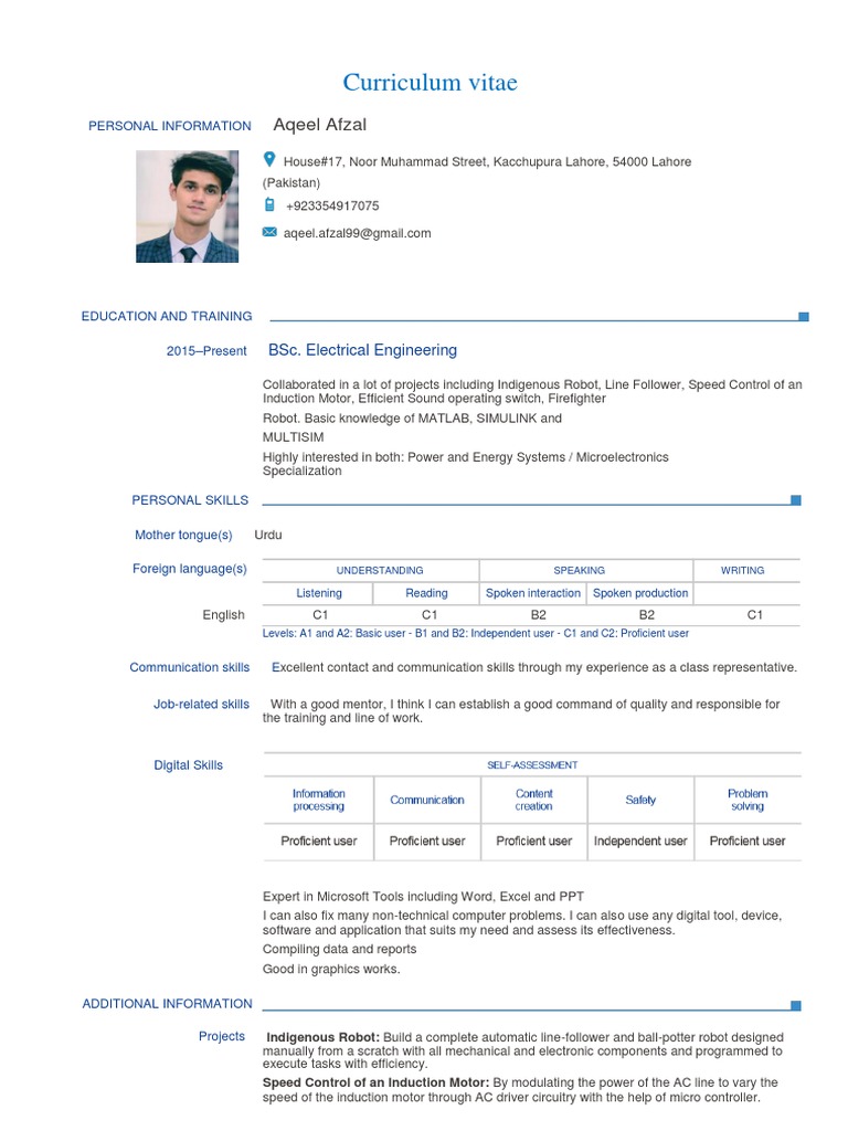Curriculum Vitae: Aqeel Afzal | PDF | Robot | Robotics
