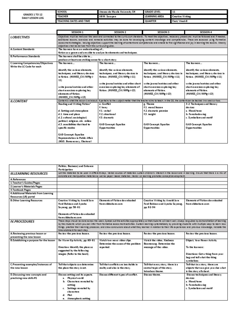 Sample DLL | PDF | Teachers | Learning