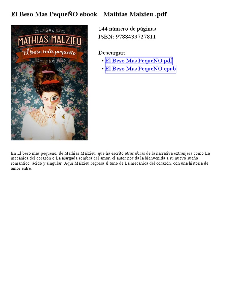 El Beso Mas Pequec3b1o | PDF