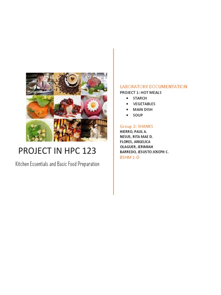 Project in HPC 123: Kitchen Essentials and Basic Food Preparation | PDF | Beef | Pasta