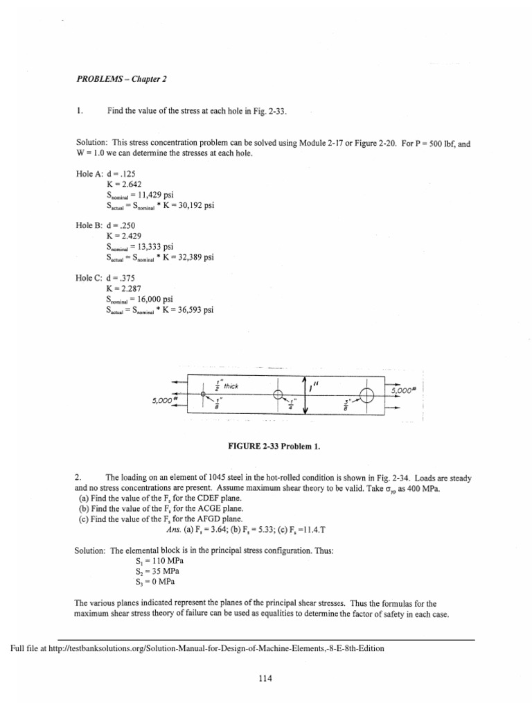 Solution Manual For Design of Machine Elements 8 E 8th Edition PDF | PDF