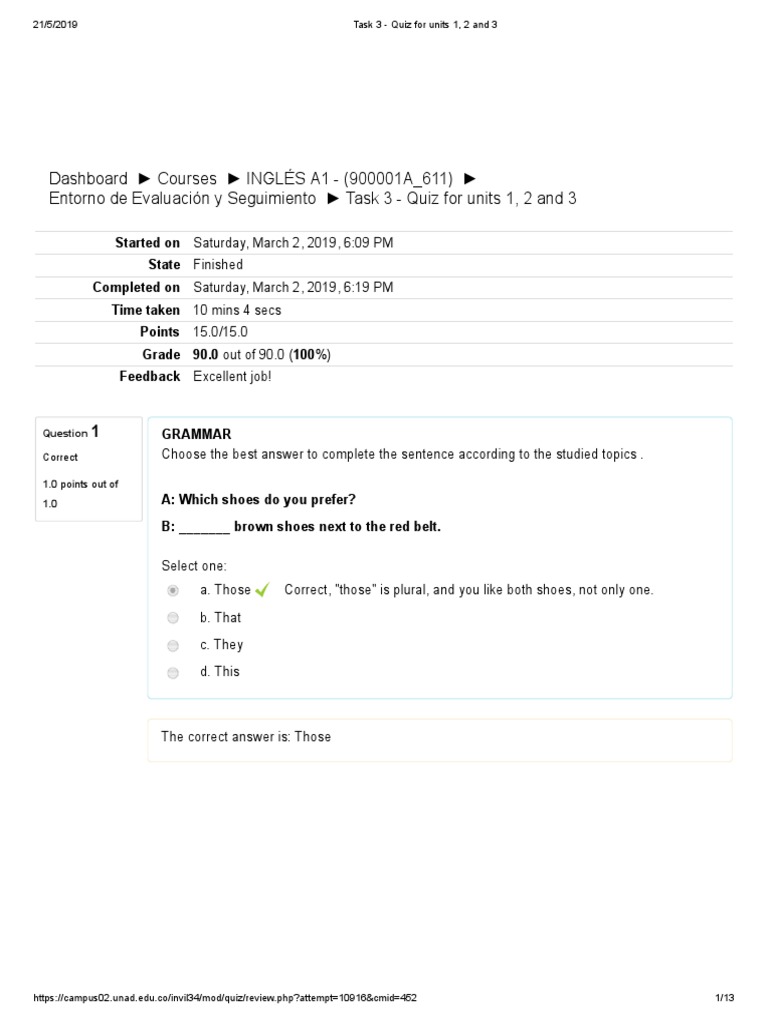 Task 3 - Quiz For Units 1, 2 and 3 UNAD Inglés A1 | PDF | Penguin ...