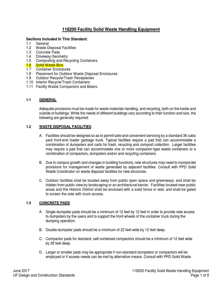 Solid Waste Handling Equipment Standards | PDF | Waste Management ...