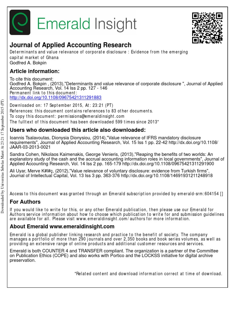 Jurnal Emerald Insight | PDF | Board Of Directors | Stock Market