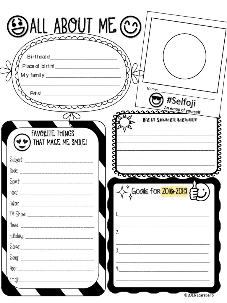 All About Me: Favorite Things That Make Me Smile! Best Summer Memory | PDF