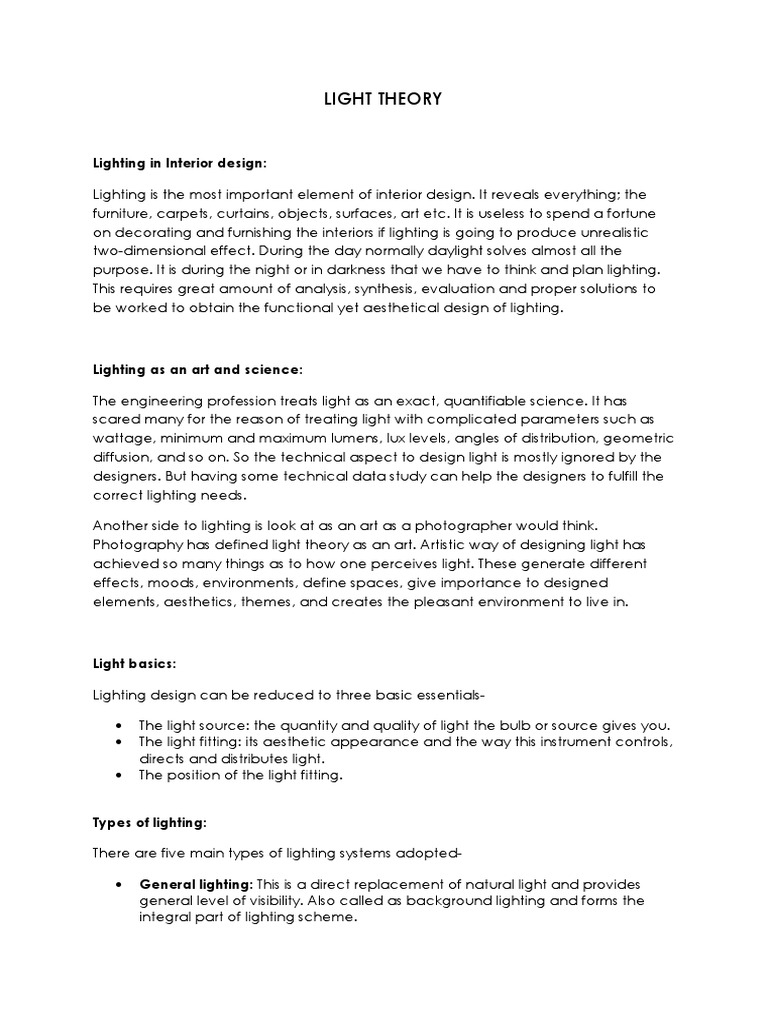 Light Theory Minal | PDF | Lighting | Incandescent Light Bulb
