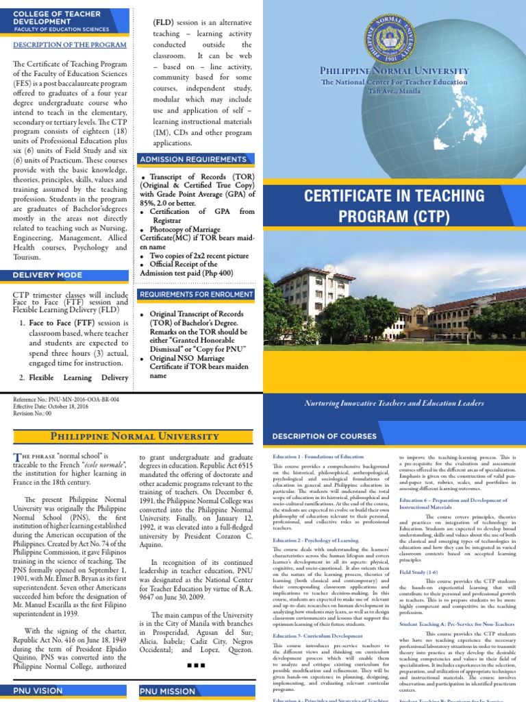 Certificate in Teaching Programs PDF | PDF | Teachers | Bachelor's Degree