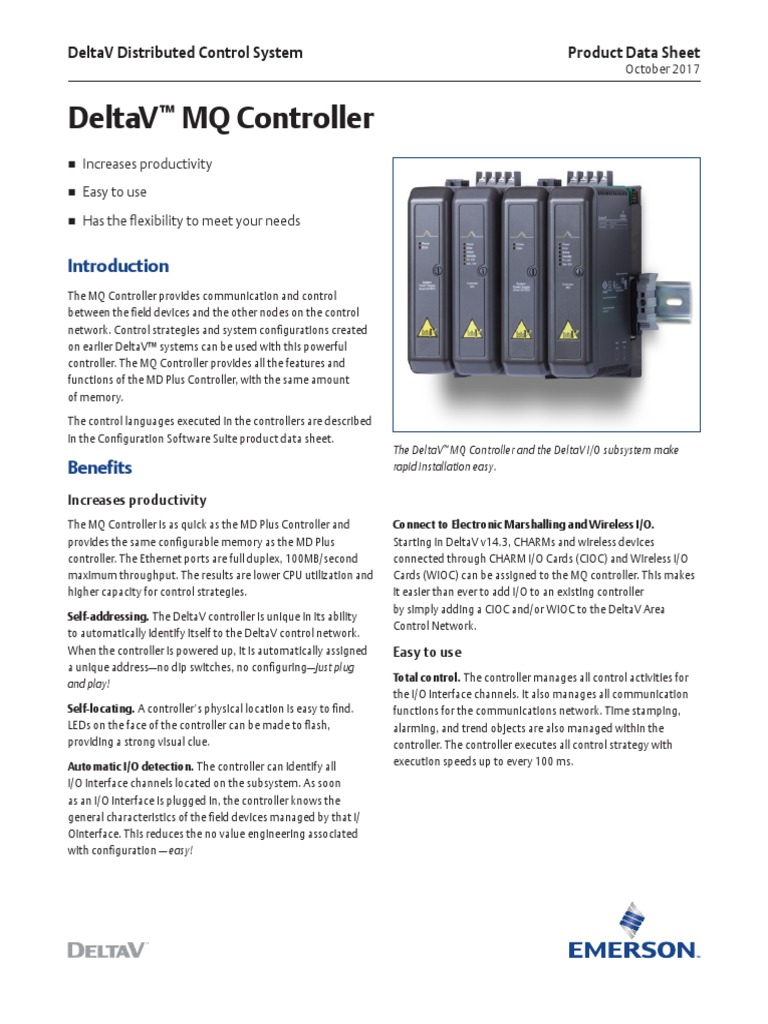 Product Data Sheet Deltav MQ Controller en 57688 | PDF | Input/Output | Computer Network