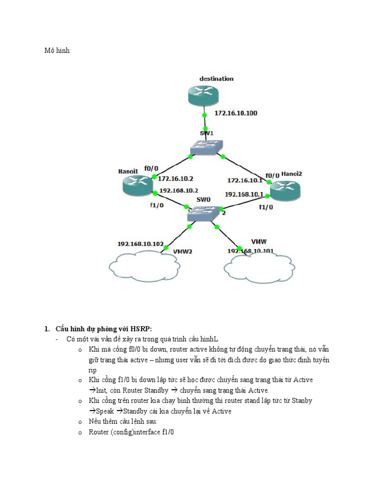 Cấu Hình Dự Phòng Với HSRP | PDF | Ip Address | Router (Computing)