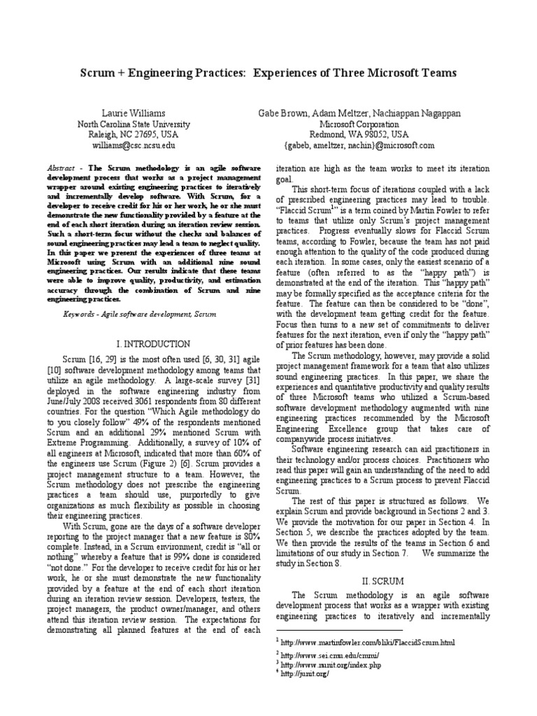 Williams Pdf Pdf Scrum Software Development Agile Software