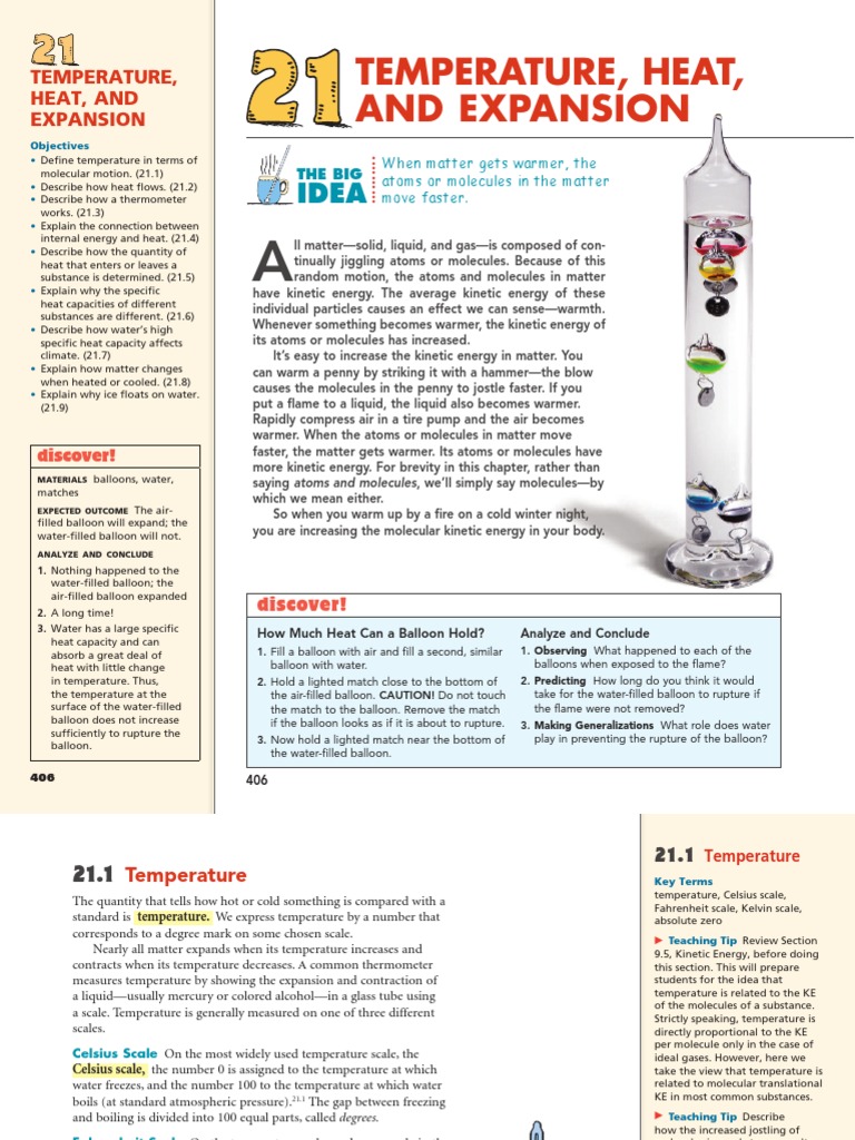 PHYSICS Chapter21 - Temperature, Heat and Expansion PDF | PDF | Calorie ...