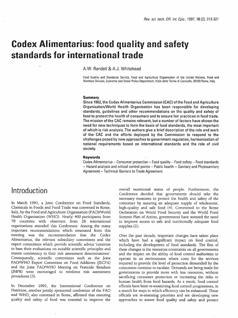 Codex Alimentarius Standart | PDF | Food Safety | Hazard Analysis And ...