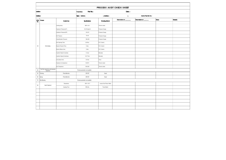Process Audit Checksheet | PDF | Business Process | Industrial Processes