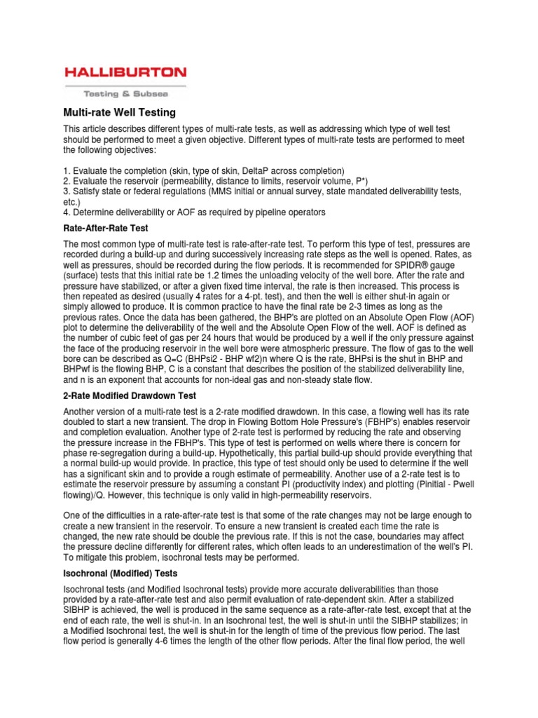 Multi-Rate Well Testing: Rate-After-Rate Test | PDF | Petroleum ...