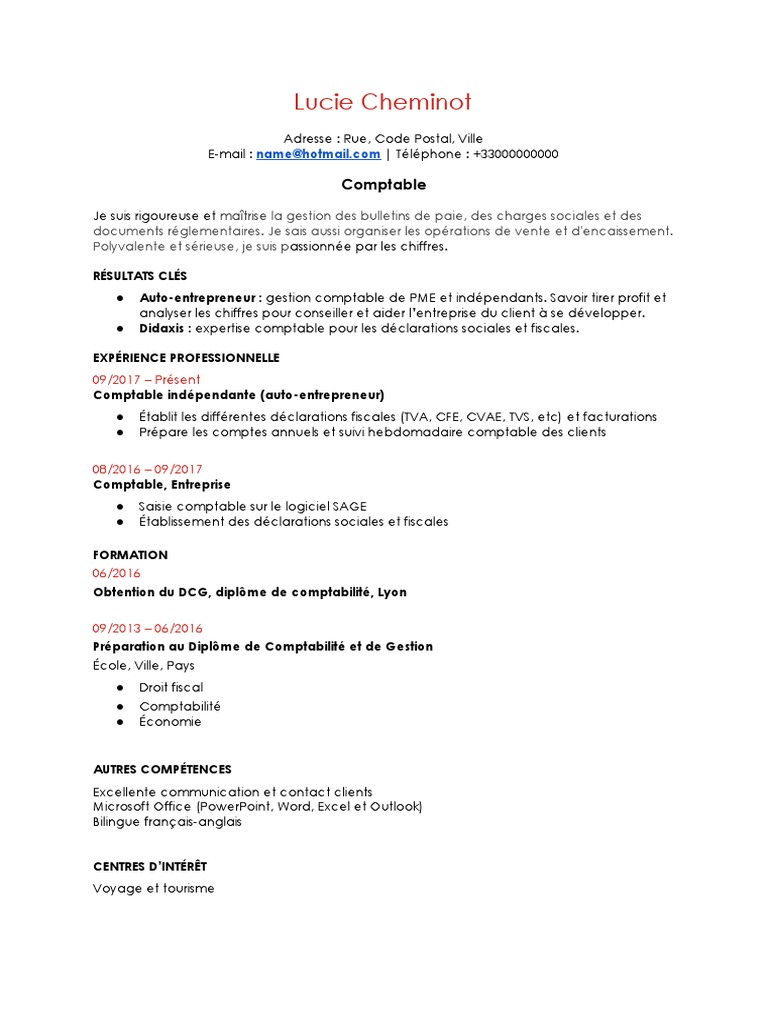 Exemple CV Comptable | PDF