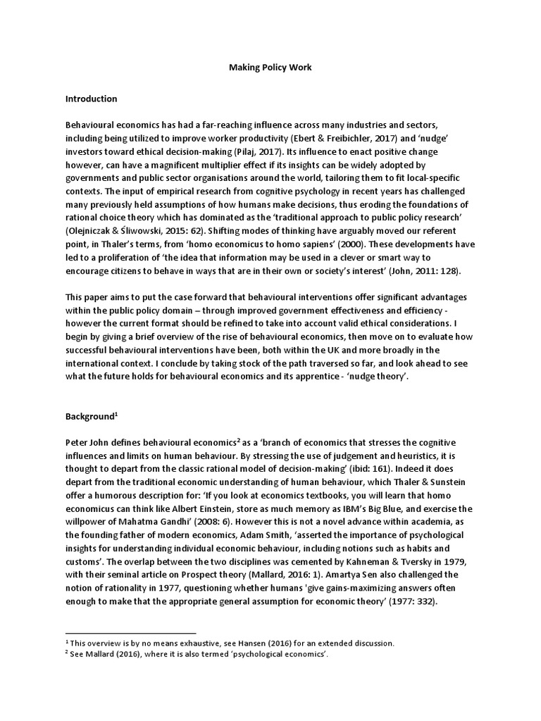 Nudge Theory PDF | Download Free PDF | Behavioral Economics | Economics