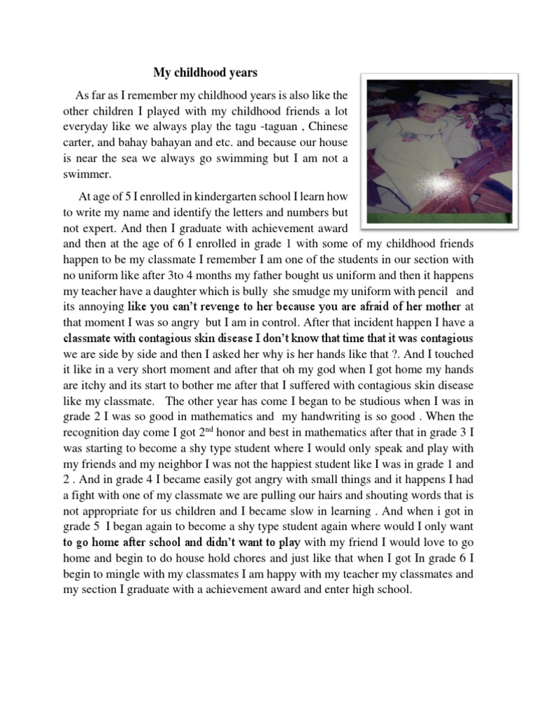 Memories of My Childhood Years | PDF