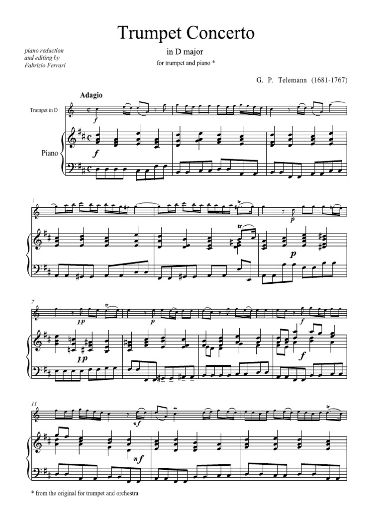 Telemann Trumpet Concerto in D PDF | PDF