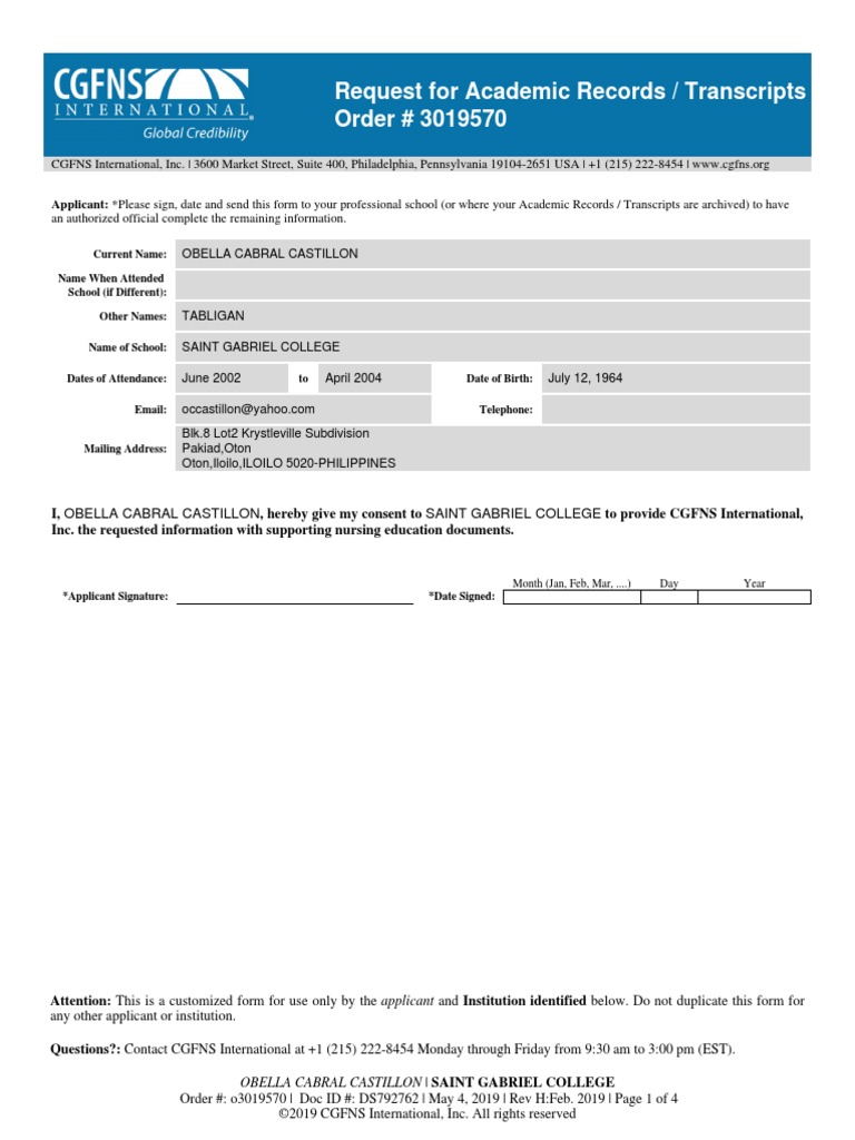 Cgfns International Pdf Nursing Diploma