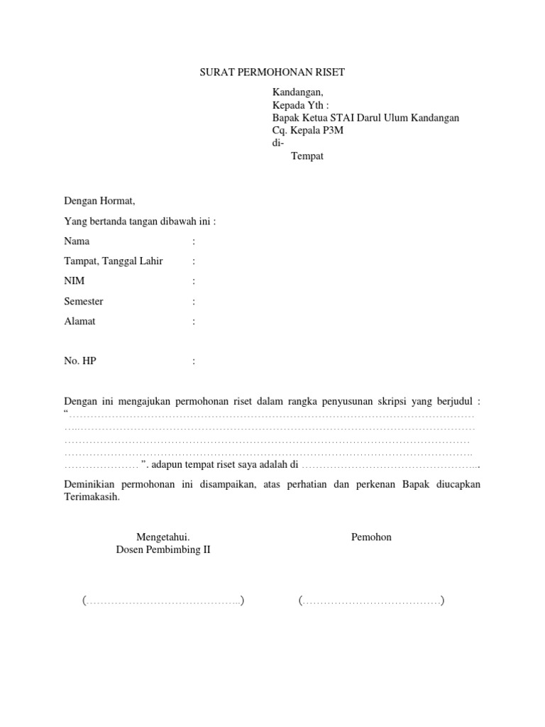 Surat Permohonan Riset | PDF