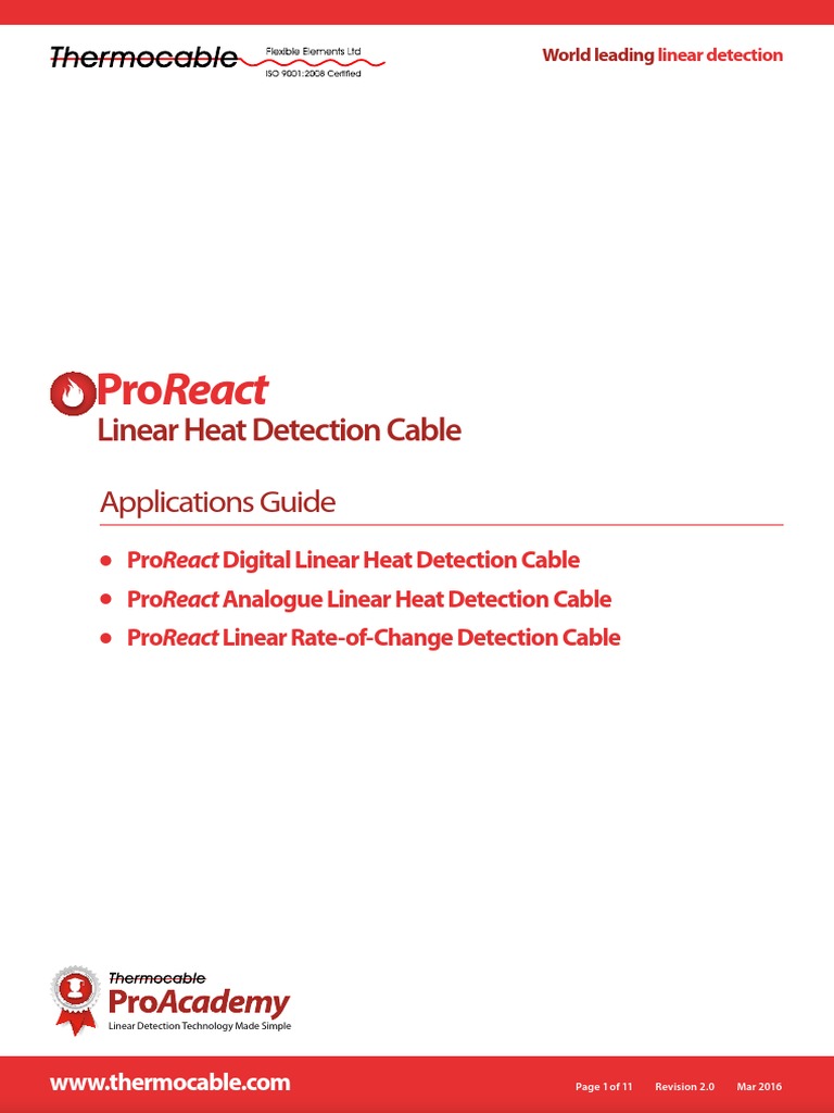 Thermocable ProReact LHD Cable - Applications Guide | PDF | Fires | Roof