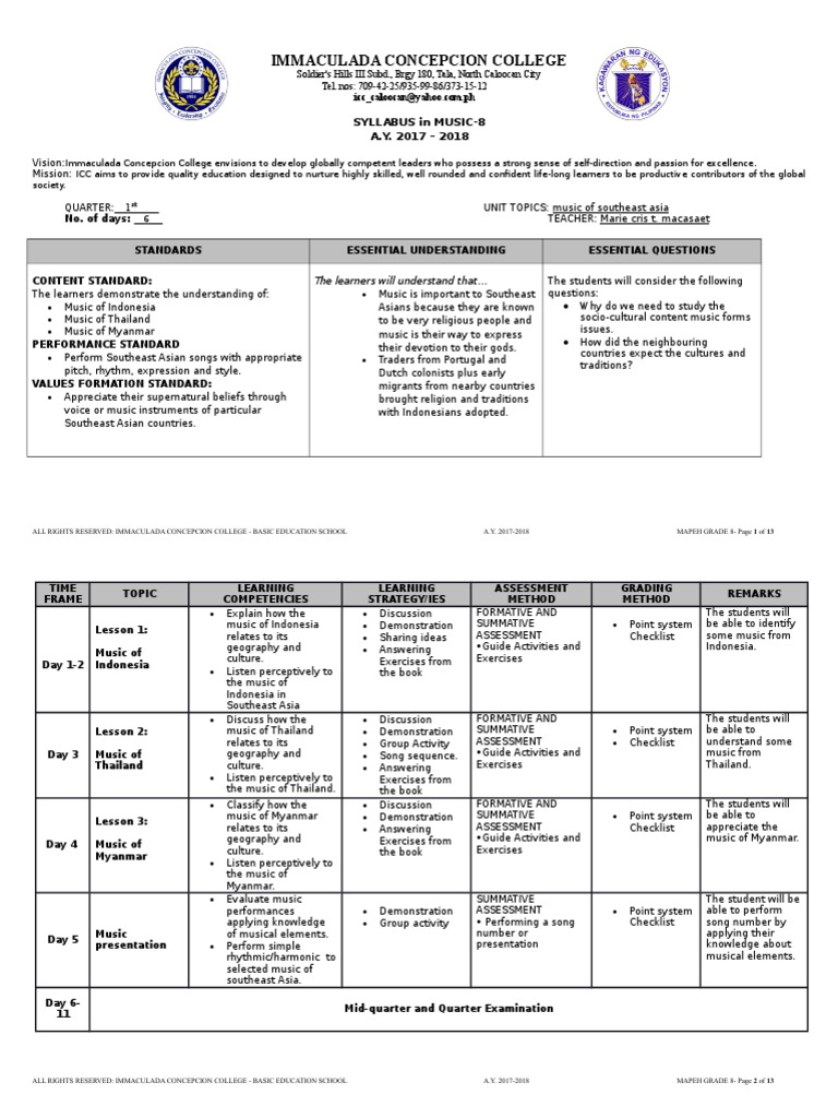 Grade 8 Syllabus | PDF | Educational Assessment | Test (Assessment)