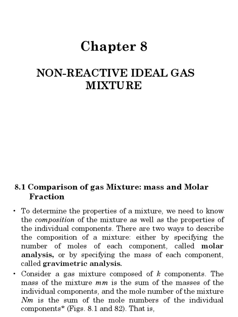Non-Reactive Ideal Gas Mixture | PDF | Gases | Mole (Unit)