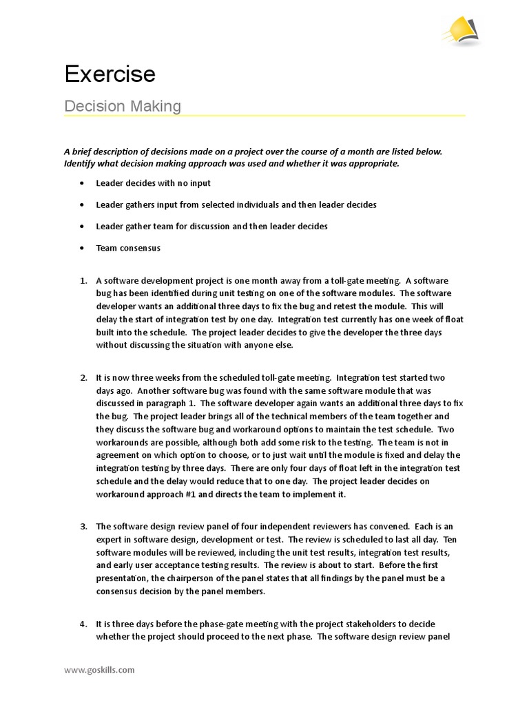 Project Decision Making Pdf Consensus Decision Making Project