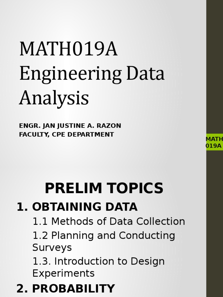MATH019A Engineering Data Analysis | PDF | Survey Methodology ...