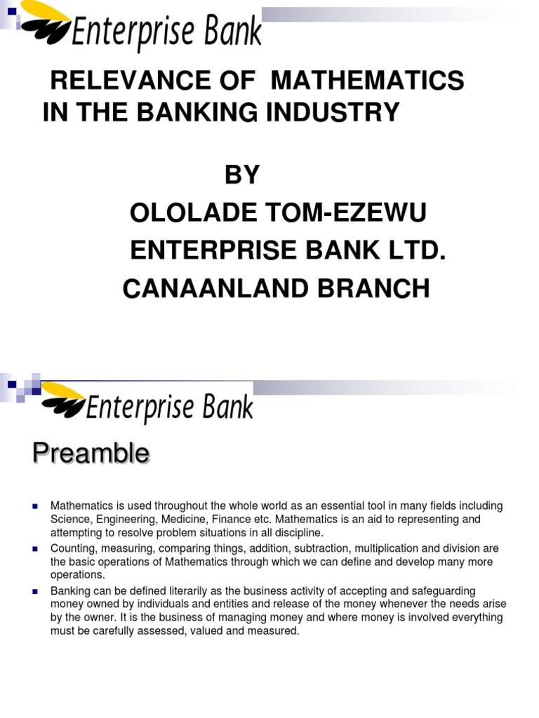 Mathematics in Banking Operations | PDF | Banks | Interest